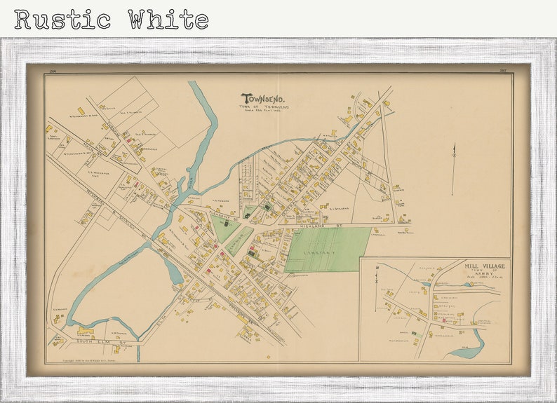 TOWNSEND, Massachusetts 1889 Map - Replica or Genuine ORIGINAL - Etsy