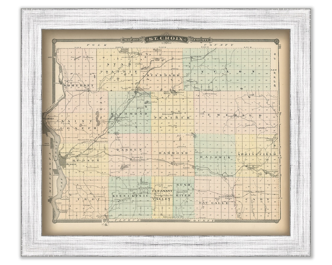 ST CROIX COUNTY, Wisconsin 1878 Map, Replica or Genuine Original - Etsy