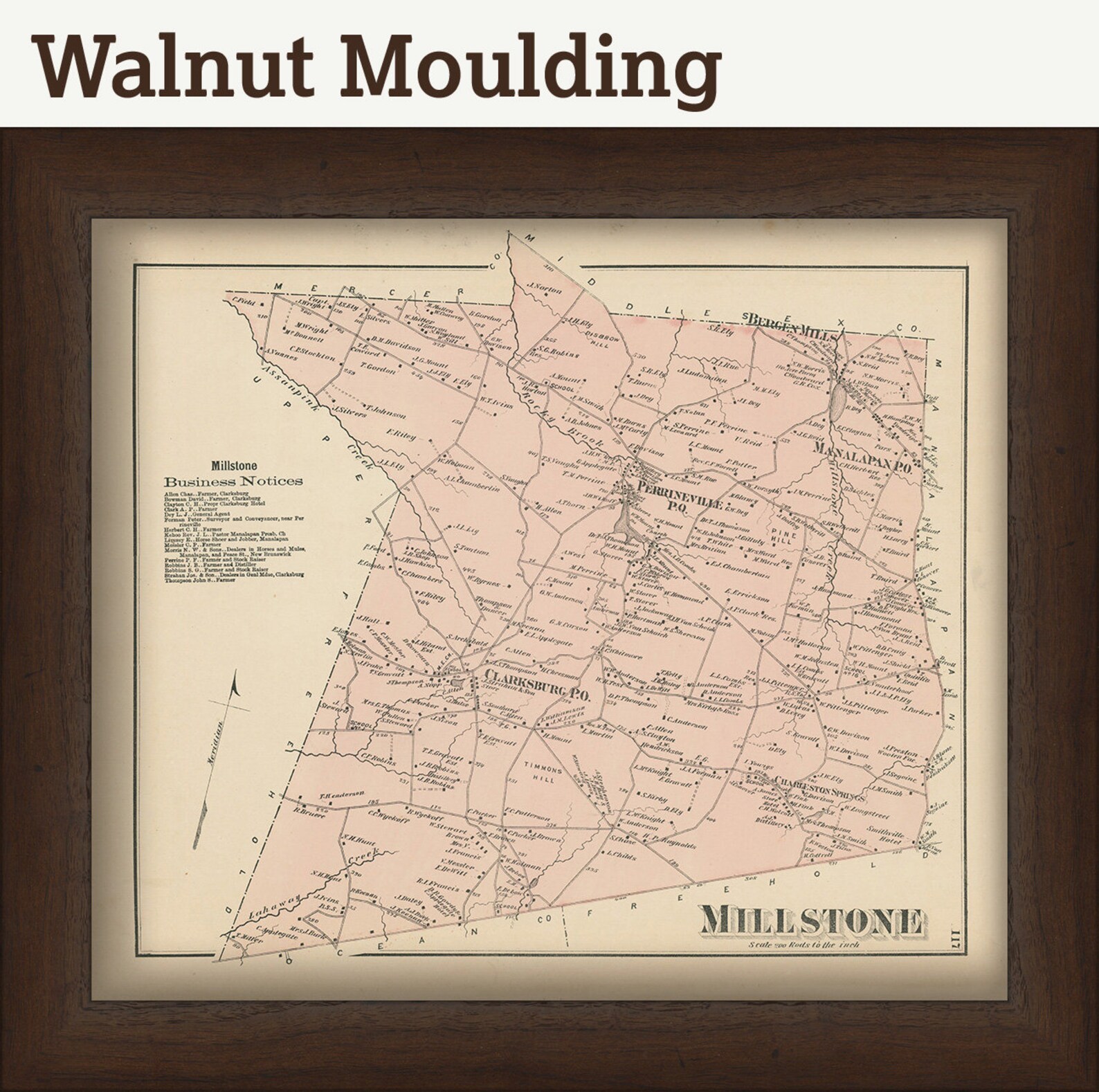 MILLSTONE, New Jersey 1873 Map - Replica or Genuine ORIGINAL - Etsy