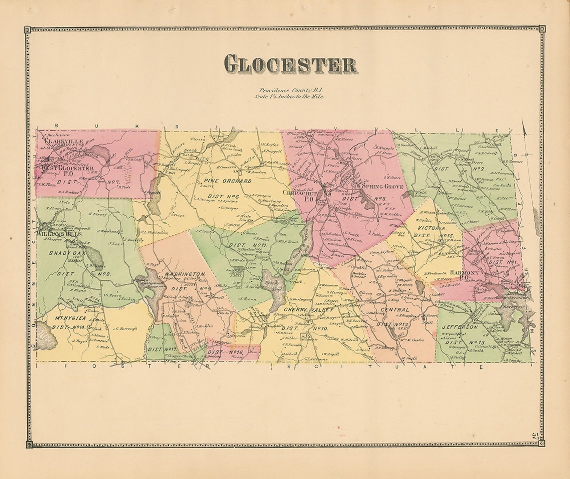 GLOCESTER Rhode Island 1870 Map | Etsy