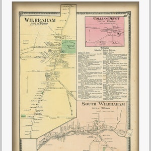 Village of WILBRAHAM, Massachusetts 1870 Map - Etsy
