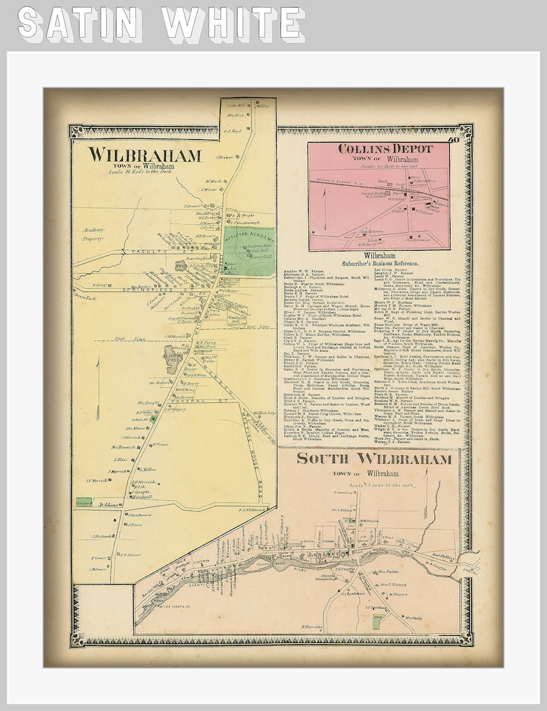 Village of WILBRAHAM Massachusetts 1870 Map - Etsy