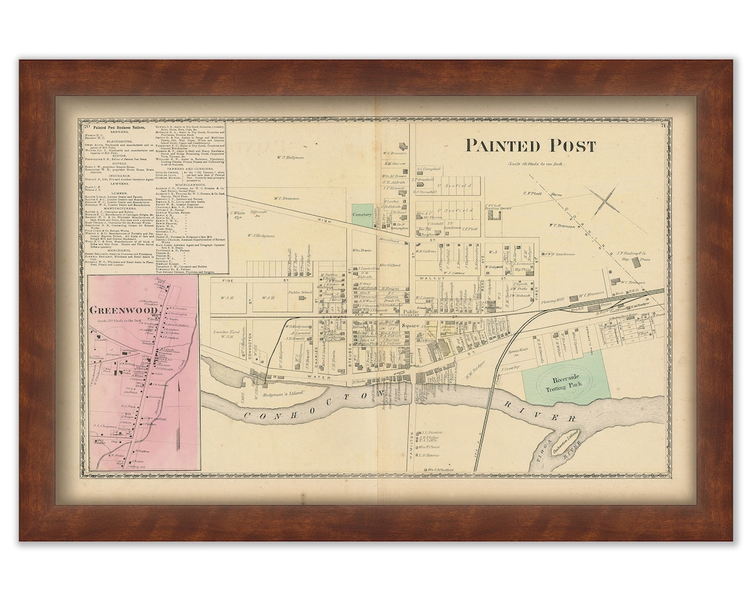 Village of PAINTED POST, New York 1873 Map, Replica or Genuine ORIGINAL ...