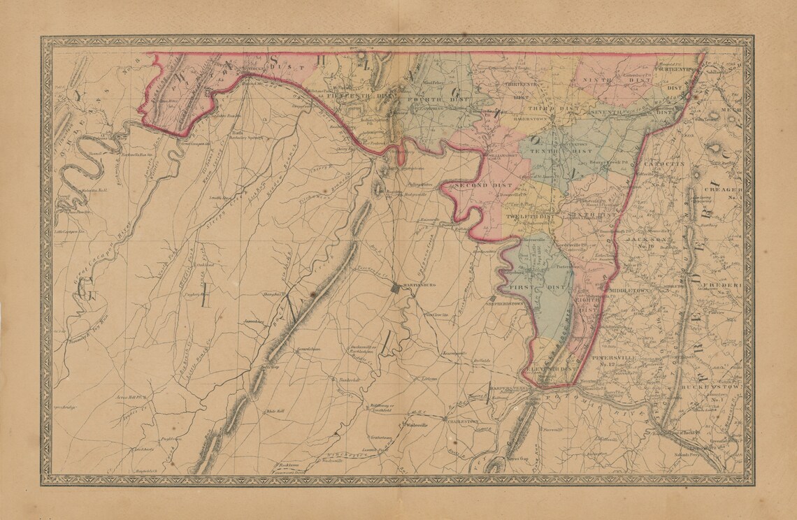WASHINGTON COUNTY, Maryland 1866 Map, Replica or Genuine Original - Etsy