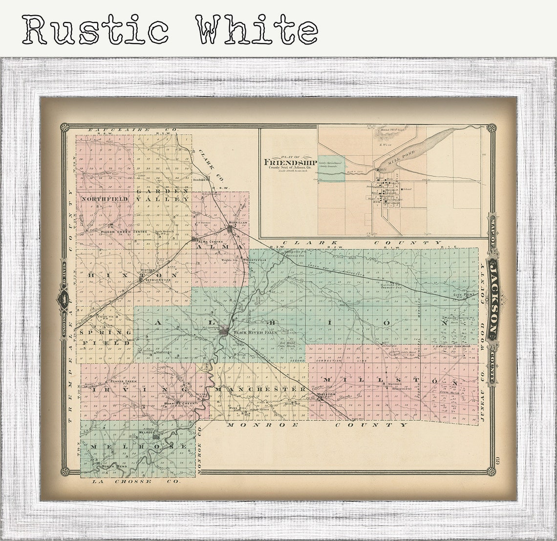 JACKSON COUNTY Wisconsin 1878 Map Replica or Genuine | Etsy