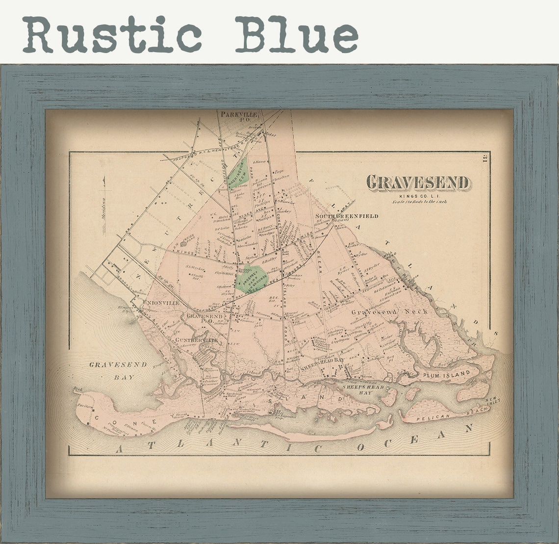 Gravesend Brooklyn New York 1873 Map Replica and GENUINE | Etsy