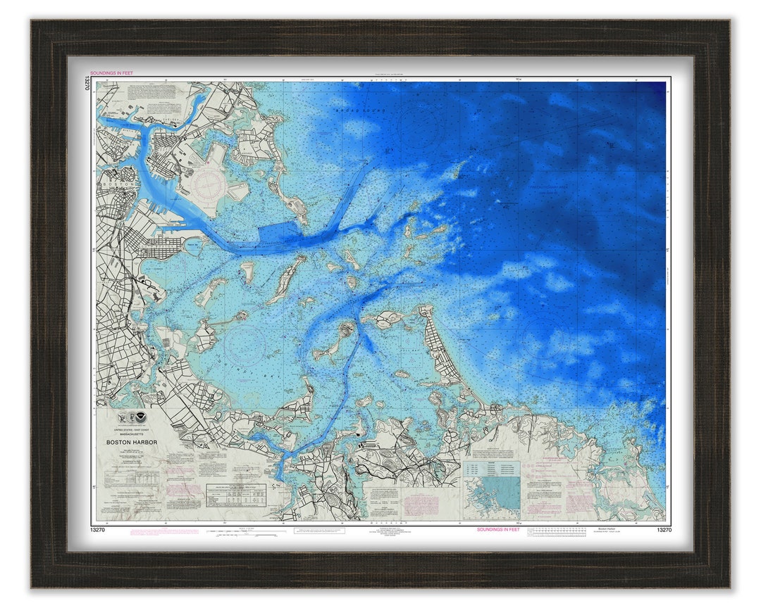 BOSTON HARBOR, Massachusetts - Nautical Chart 2018 - Etsy