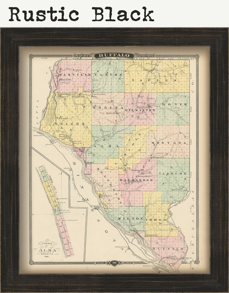 BUFFALO COUNTY Wisconsin 1878 Map Replica or Genuine | Etsy