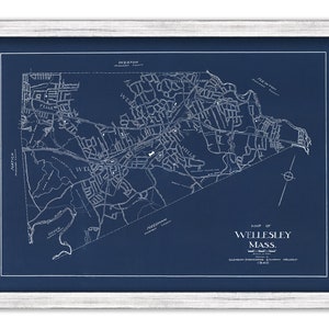 Wellesley, Massachusetts - Survey Map From 1940 - Blue Print Version ...