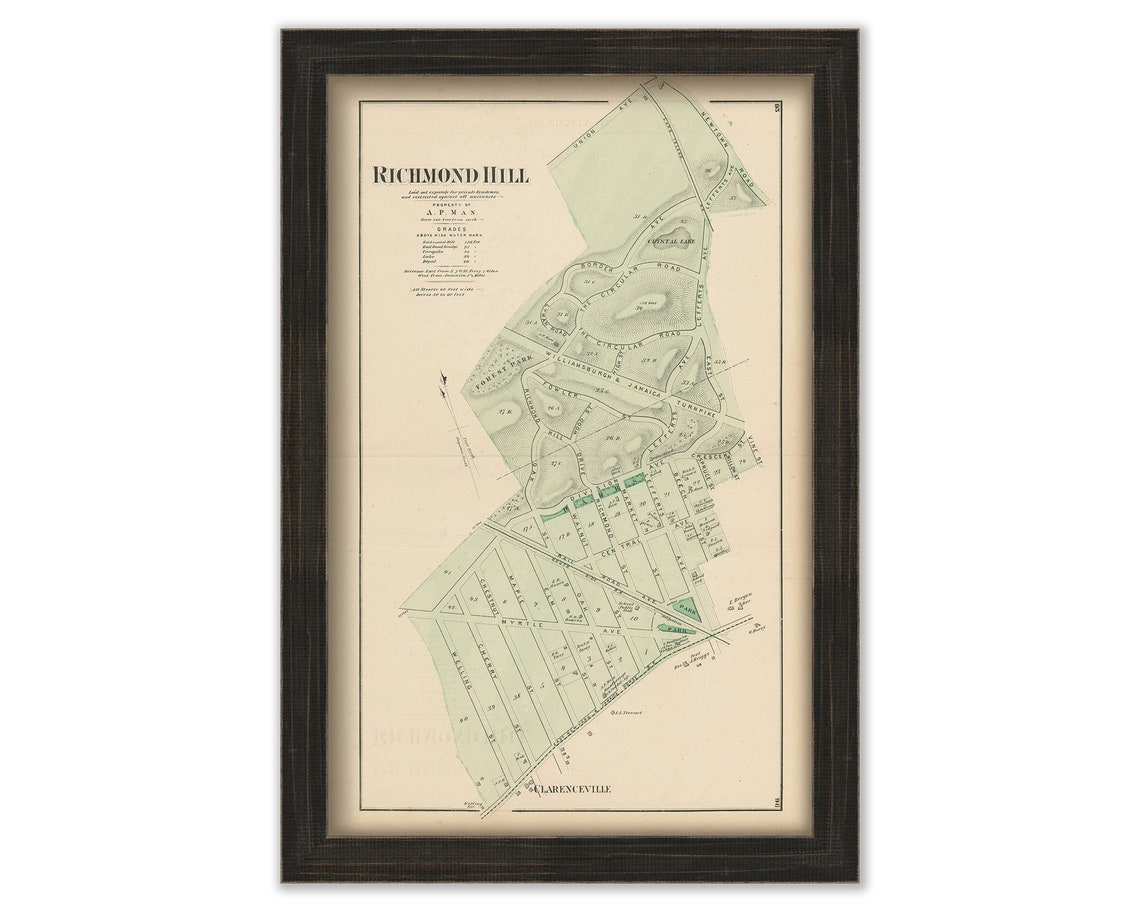 Richmond Hill New York 1873 Map Replica and GENUINE ORIGINAL - Etsy