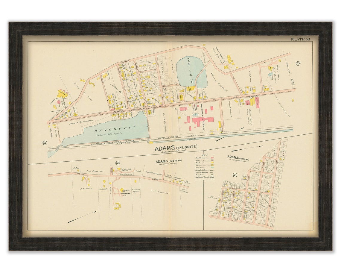 Village of ADAMS, Massachusetts 1904 Map - Replica or Genuine Original ...