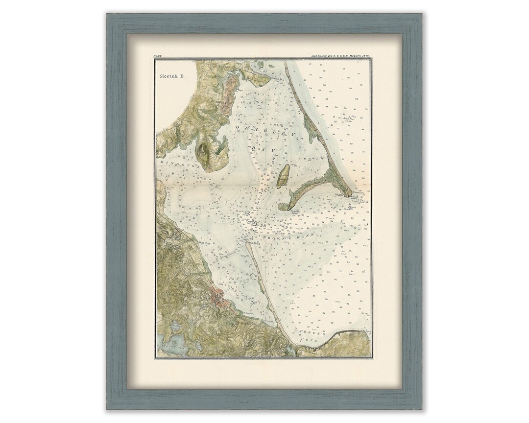 Plymouth, Kingston and Duxbury Harbor 1876 - Nautical Chart by the U. S ...