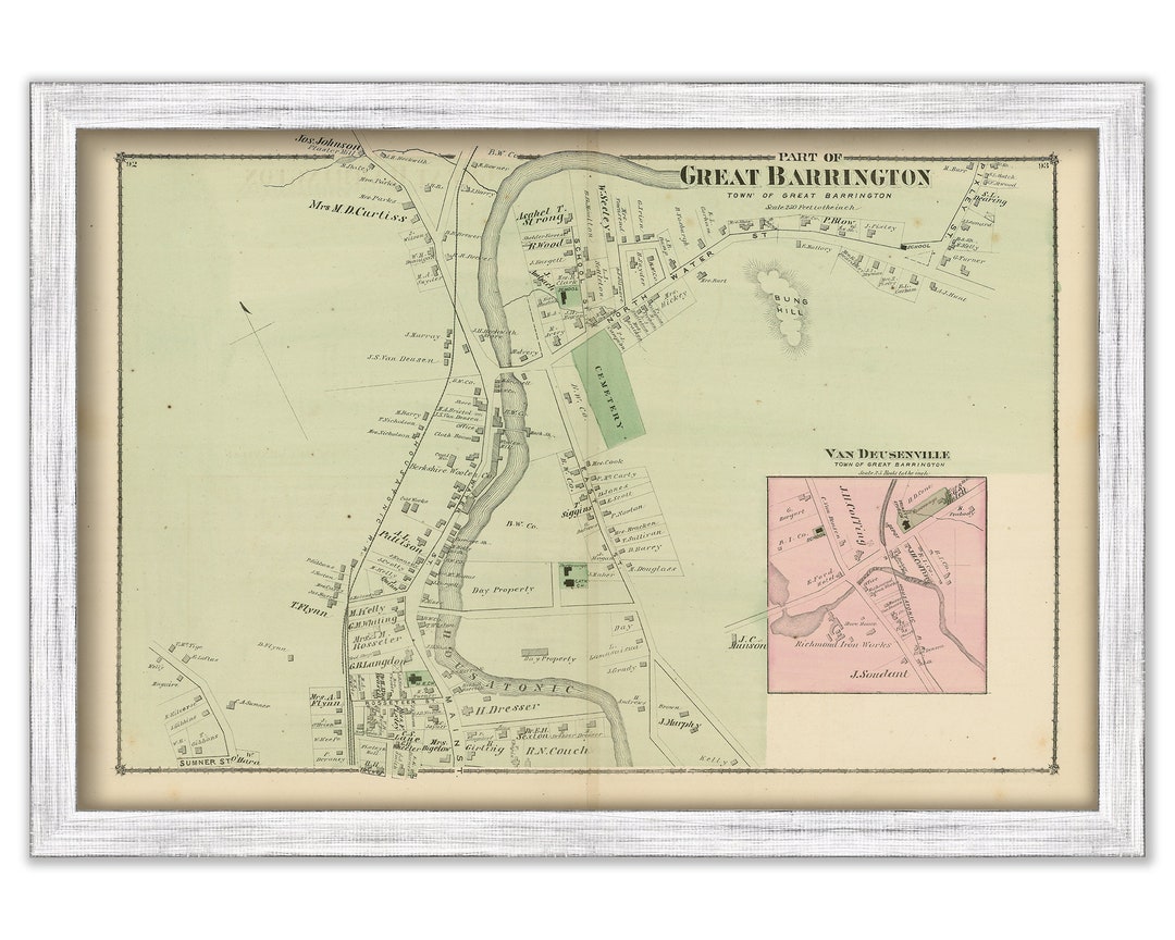 Village of GREAT BARRINGTON, Massachusetts 1871 Map - Replica or ...