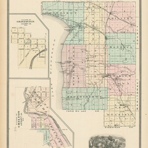 CALUMET COUNTY, Wisconsin 1878 Map, Replica or Genuine Original - Etsy