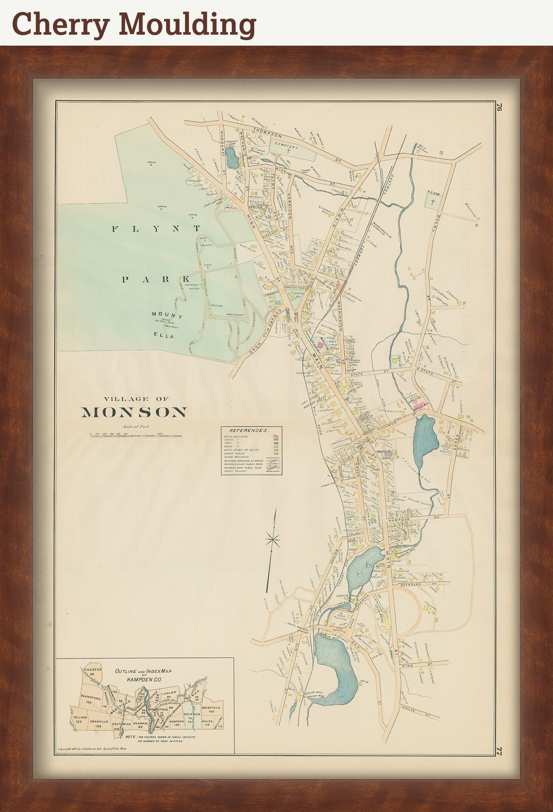MONSON VILLAGE, Massachusetts 1894 Map - Replica or Genuine ORIGINAL - Etsy