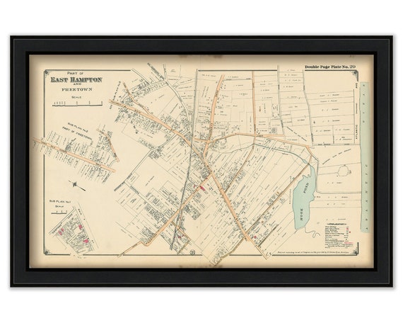 East Hampton Freetown Map 1916 0063 | Etsy