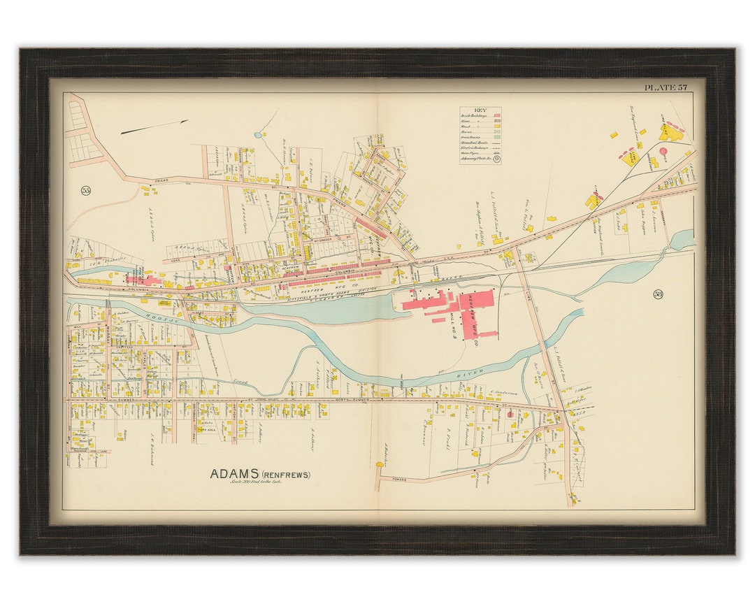 Village of ADAMS, Massachusetts 1904 Map - Replica or Genuine Original ...