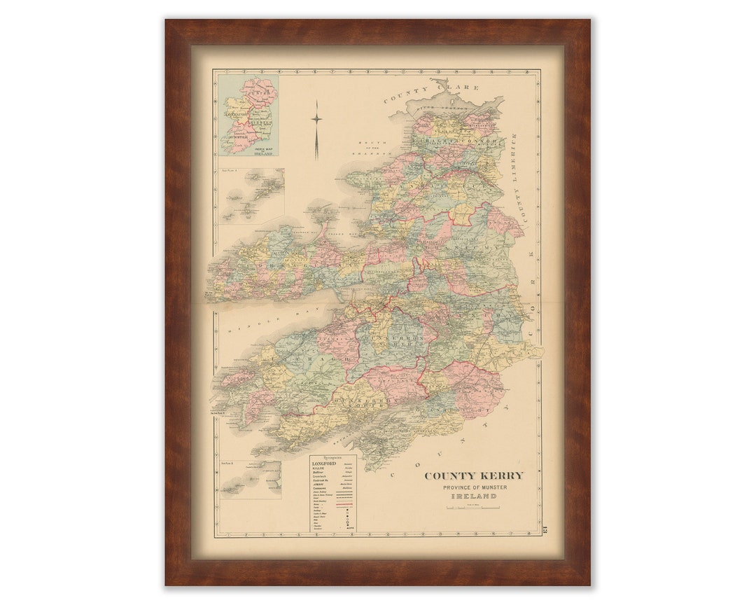 COUNTY KERRY, Ireland 1901 Map - Replica or GENUINE Original - Etsy