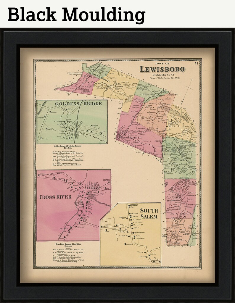 Town of LEWISBORO New York 1868 Map - Etsy