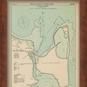 Edgartown Martha's Vineyard - Nautical Chart by George W. Eldridge 1901 ...