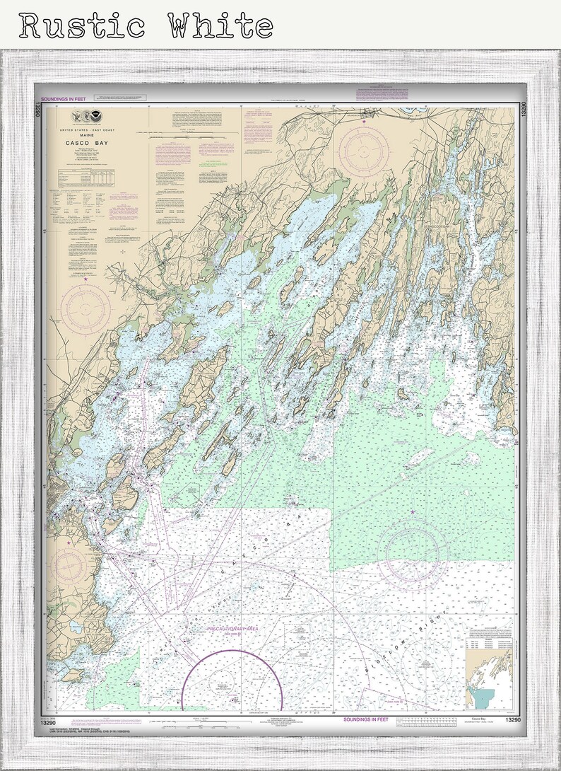 CASCO BAY, Maine - Nautical Chart 2016 - Etsy