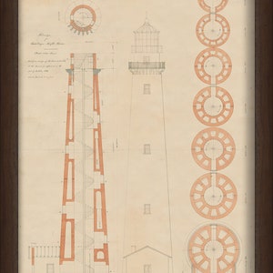 Assateague Lighthouse, Virginia - Architectural Drawing 1860 - Etsy