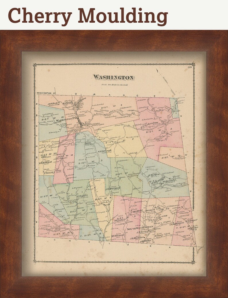 WASHINGTON, Vermont 1877 Map - Replica or Genuine ORIGINAL - Etsy