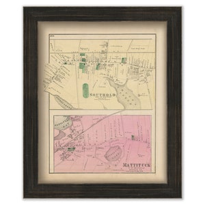 Southold and Mattituck Villages, New York 1873 Map, Replica and GENUINE ...