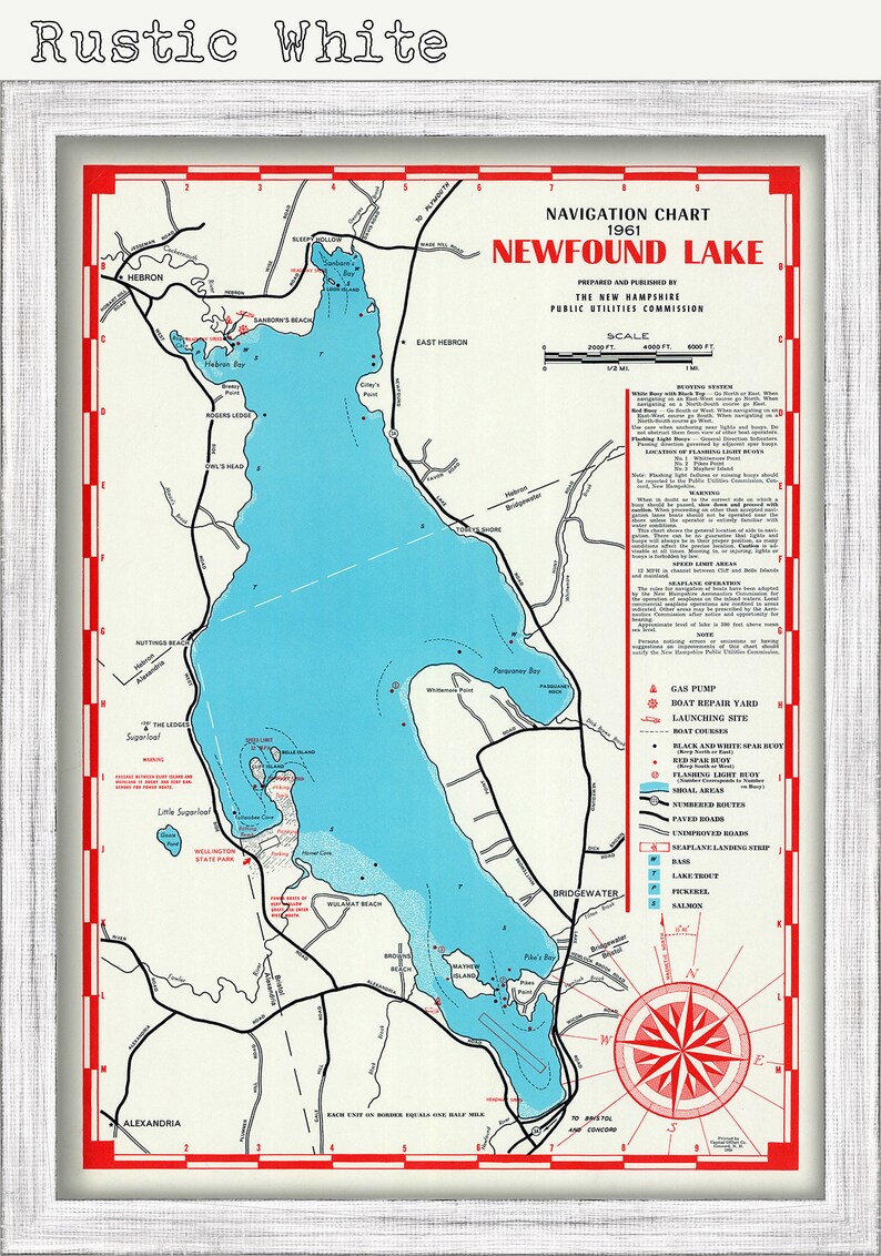 NEWFOUND LAKE, New Hampshire 1961 Nautical Chart - Etsy