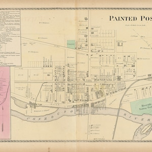 Village of PAINTED POST, New York 1873 Map, Replica or Genuine ORIGINAL ...