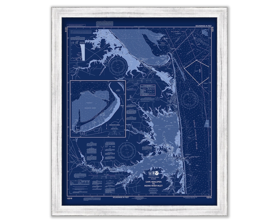 REHOBOTH BEACH, Delaware - 2018 Nautical Chart Blueprint - Etsy
