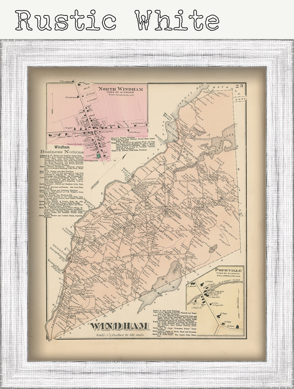 WINDHAM Maine 1871 Map Replica or Genuine ORIGINAL | Etsy