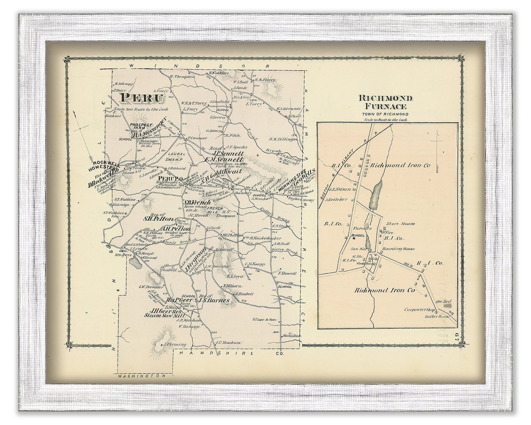 PERU, Massachusetts 1871 Map - Replica or Genuine ORIGINAL - Etsy