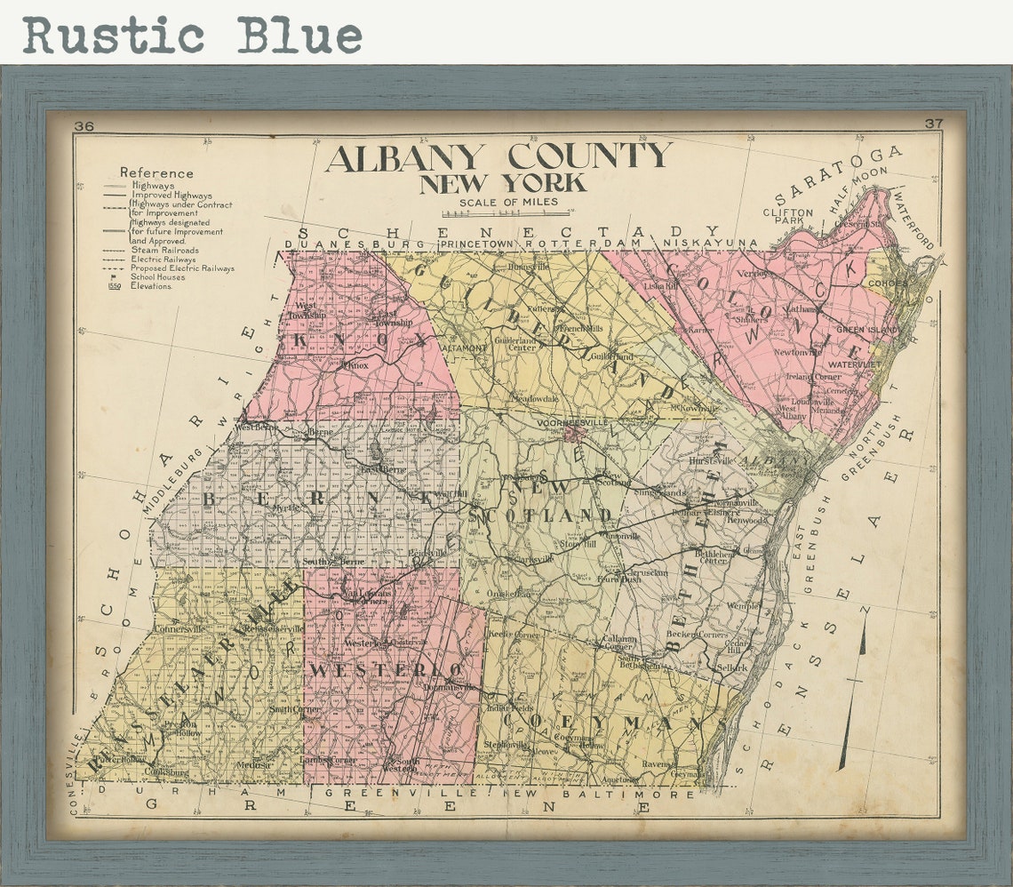 ALBANY County New York 1912 Map Replica or GENUINE ORIGINAL - Etsy