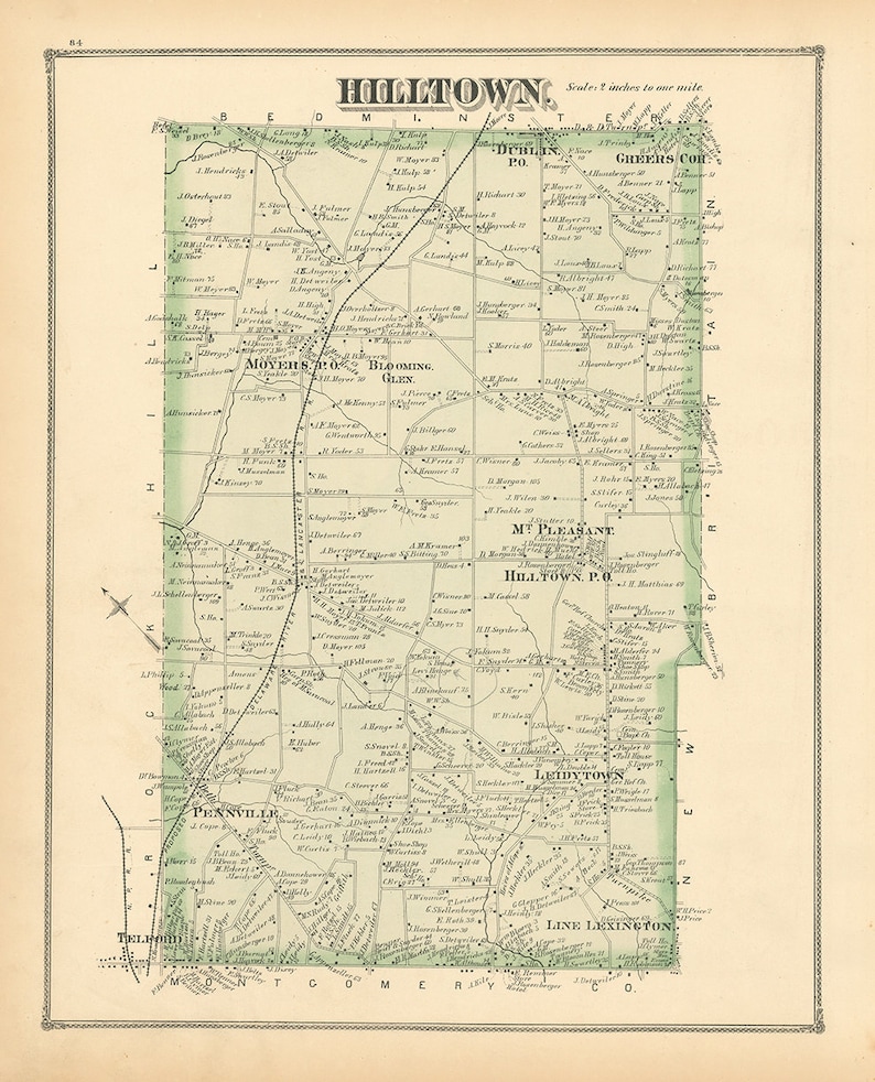 HILLTOWN Pennsylvania 1876 Map - Etsy
