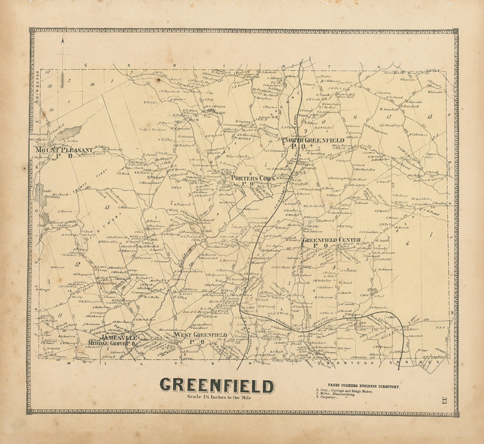GREENFIELD, New York 1866 Map, Replica or GENUINE ORIGINAL - Etsy