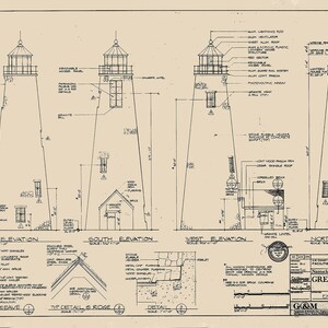 GREAT POINT LIGHTHOUSE, Nantucket, Massachusetts - Drawing and Plan of ...