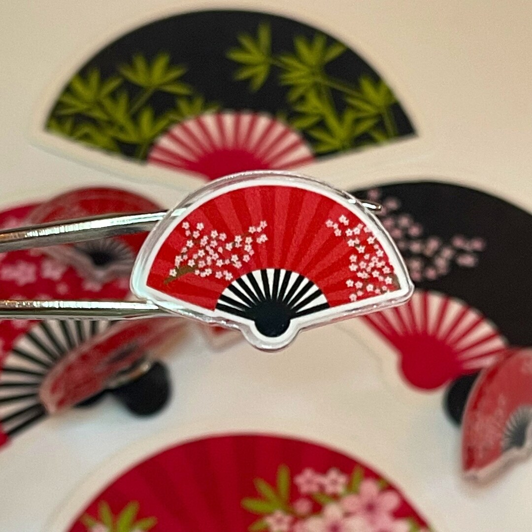 Acrylic Japanese Sakura Fan Pin - Etsy
