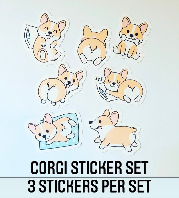 Cute Kawaii Corgi Sticker Set of 3 Puppy Dog Stickers - Etsy