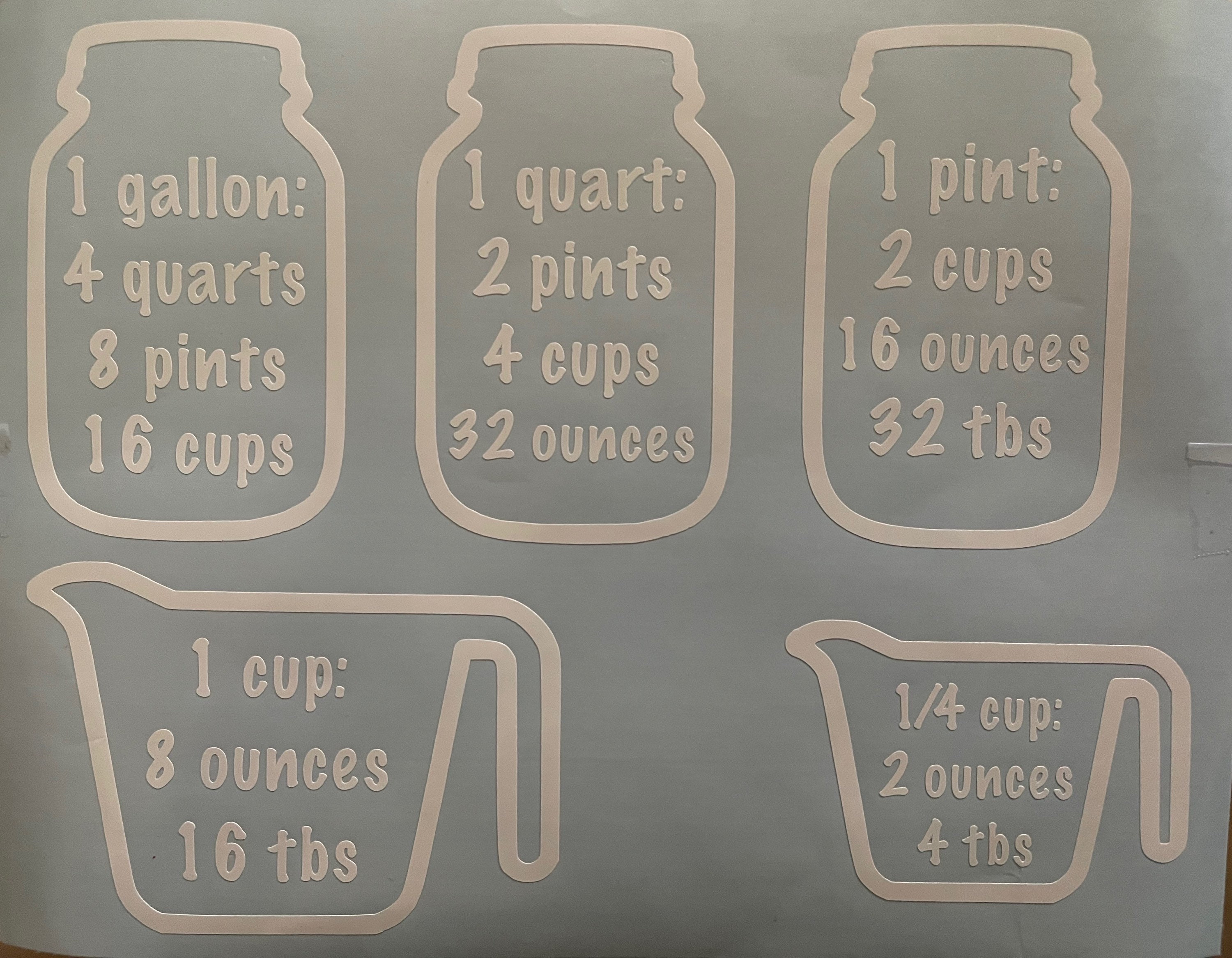 Kitchen Measurements/conversions Decal/sticker/vinyl - Etsy