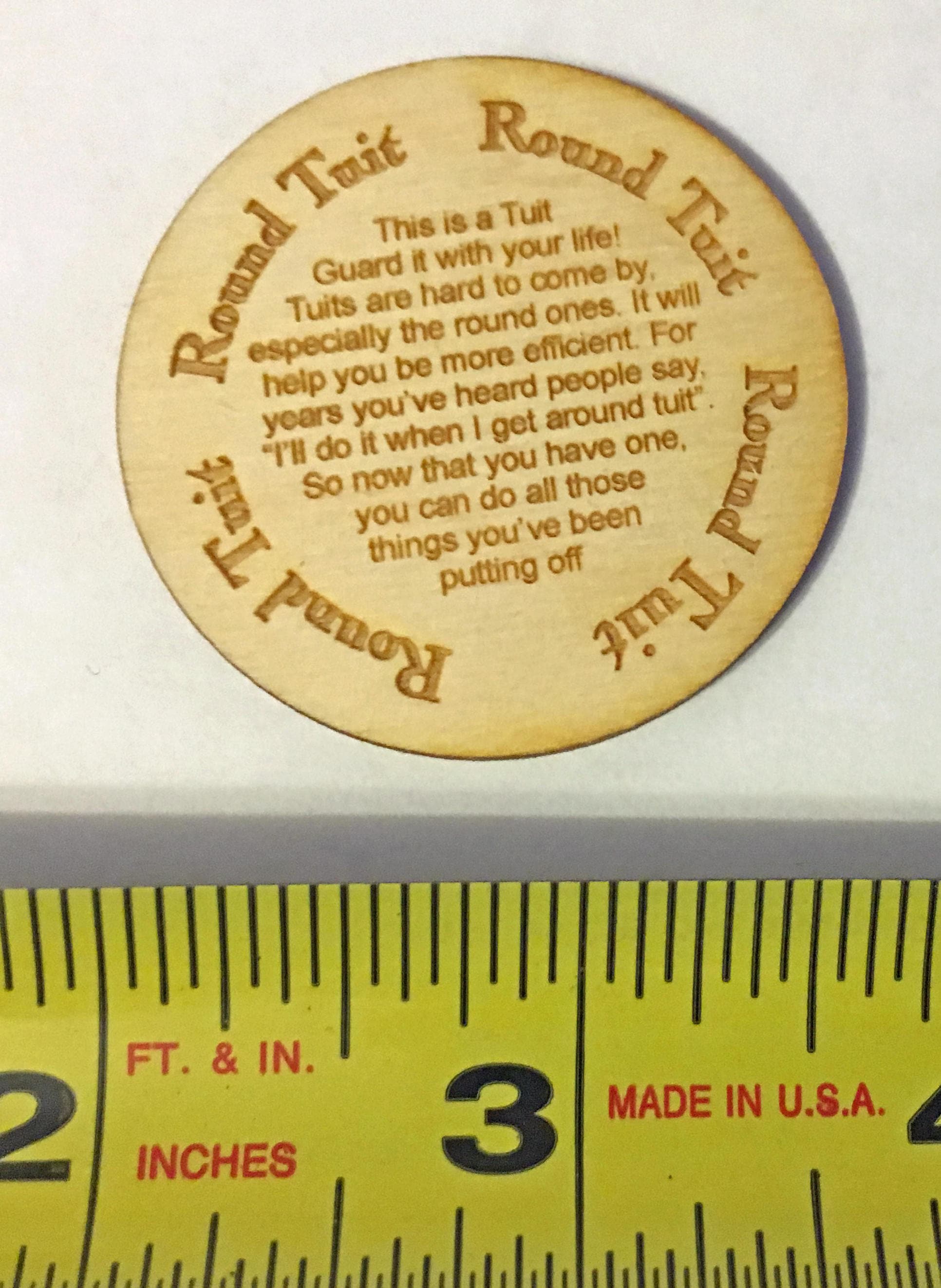 The Rare Round Tuit, 1.75" Wooden Coin, #procrastination-nation - Etsy