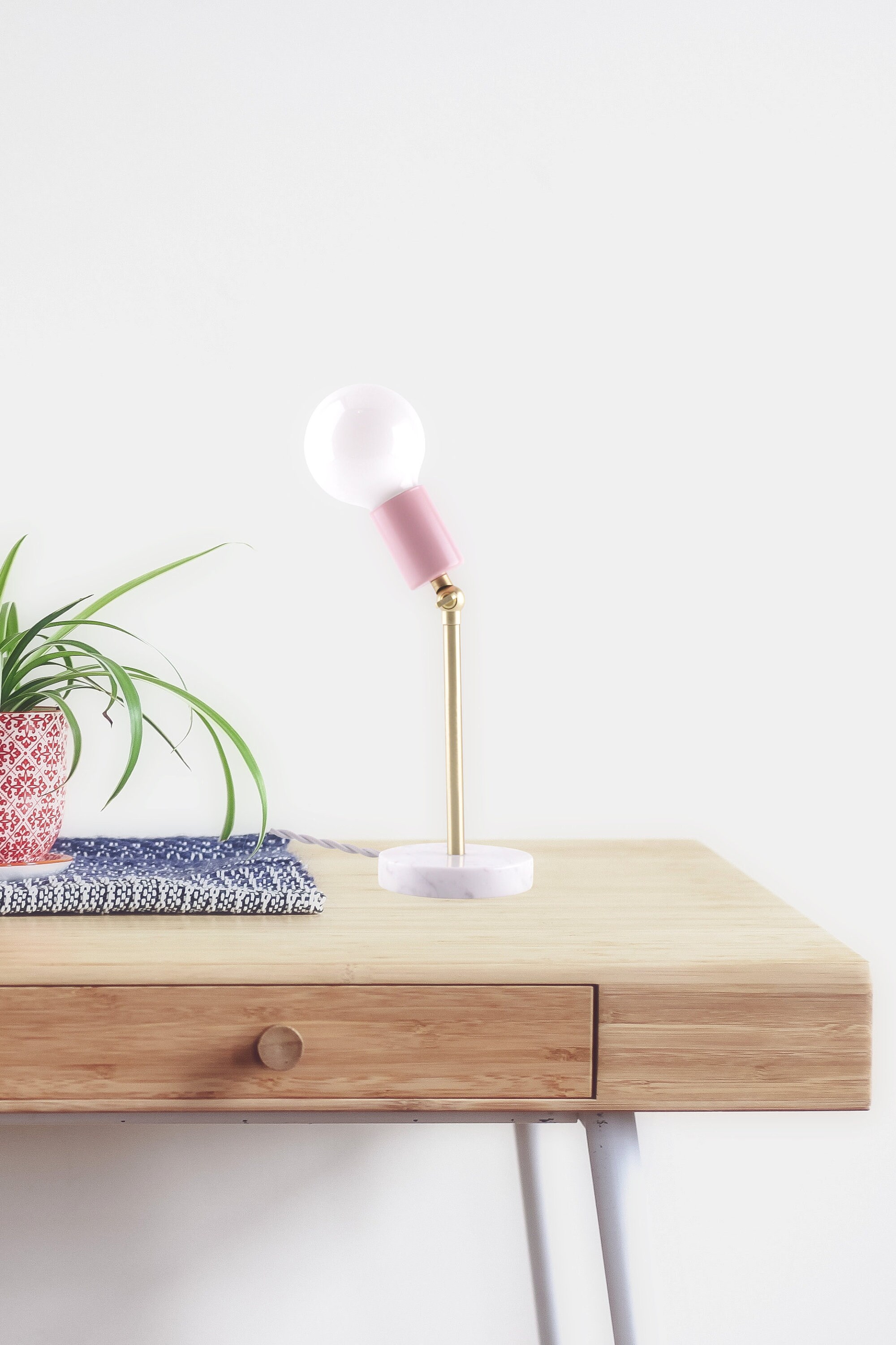 Gold and Blush Pink Modern Bedside Lamp Modern Lighting - Etsy