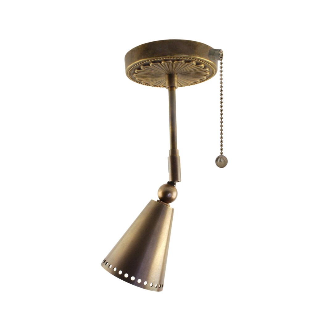Articulating Brass Cone Spotlight: Pull Chain Monopoint Ceiling Light ...