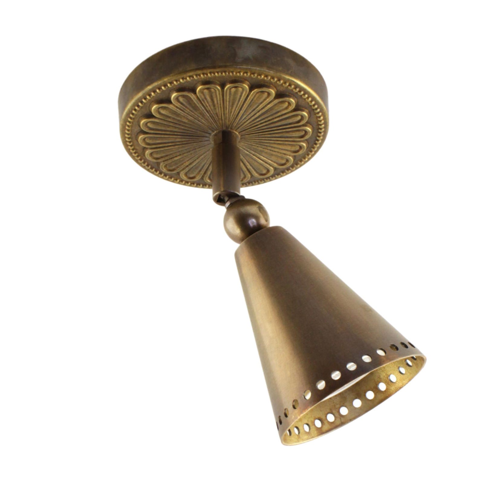 Adjustable Brass Cone Spotlight – Articulating Ceiling Light, With ...