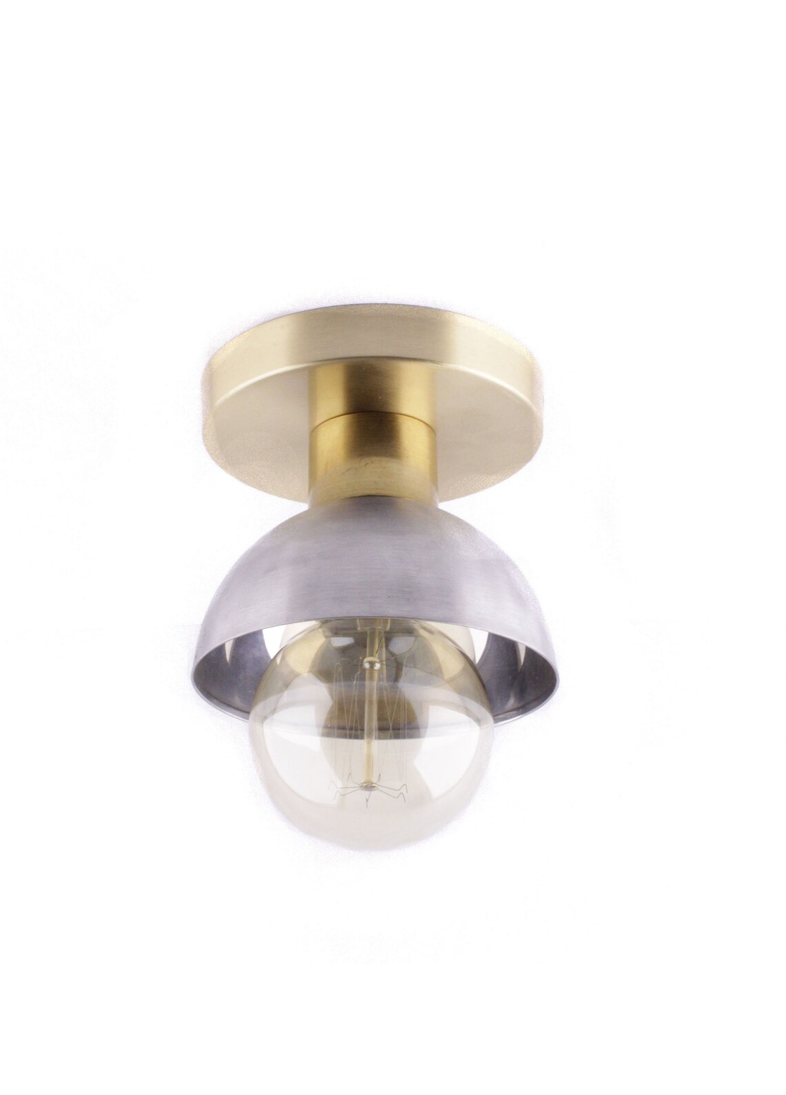 Small Flush Mount Ceiling Light Mixed Metal Rustic Lighting - Etsy