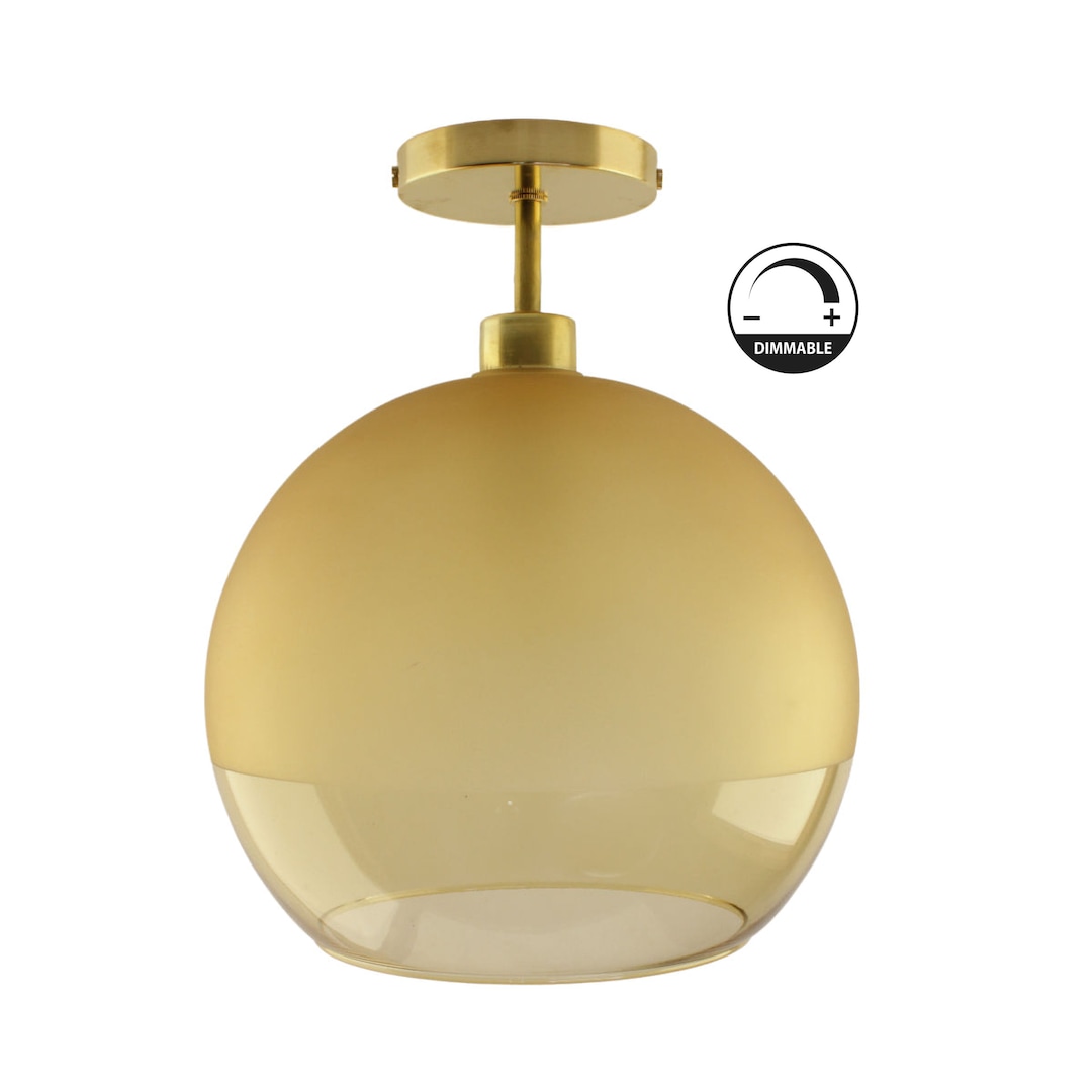 12 Inch Semi Flush Mount Gold Globe Ceiling Light Fixture | Globe Light ...