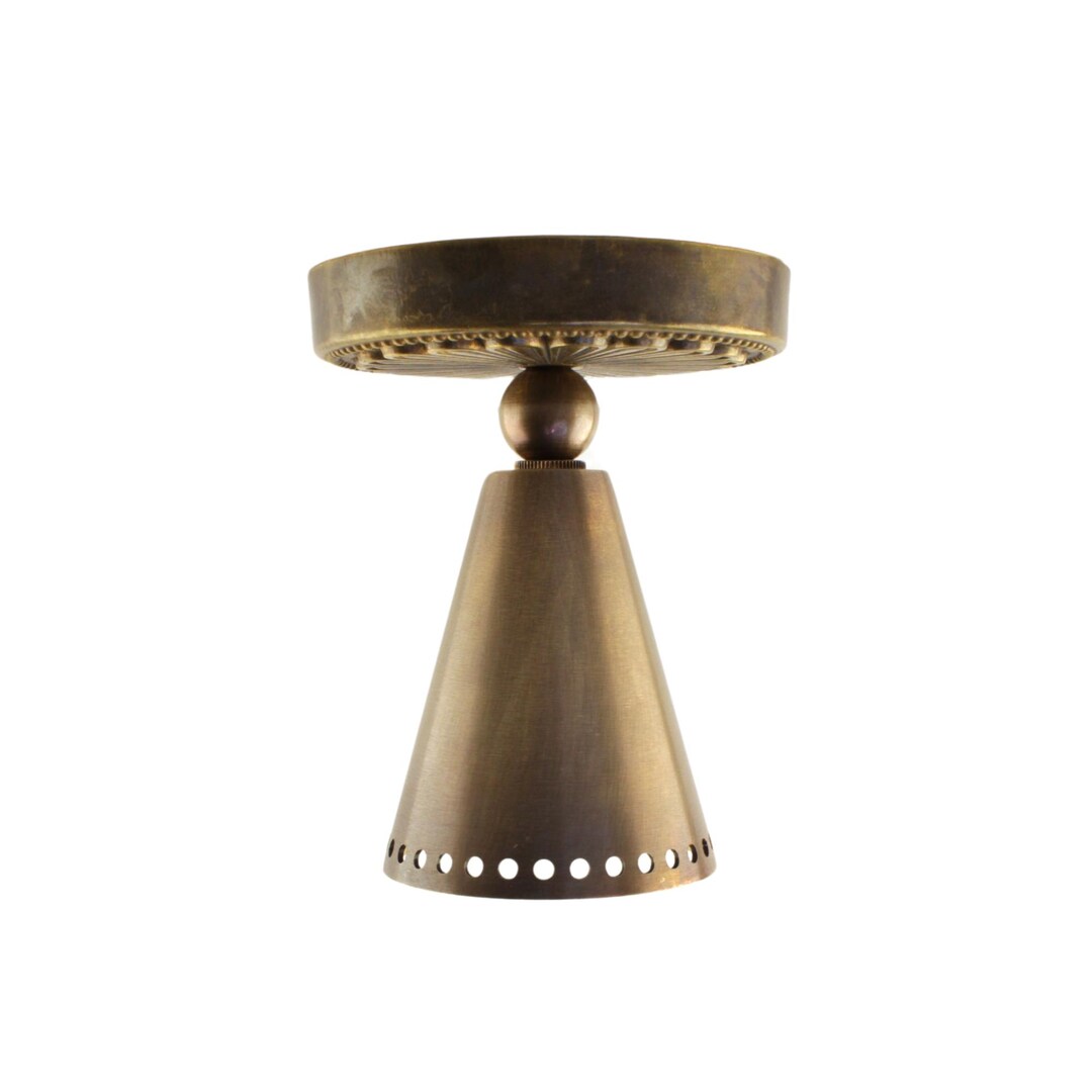 Cast Brass Cone Spotlight – Vintage Monopoint Ceiling Light, Ornate ...