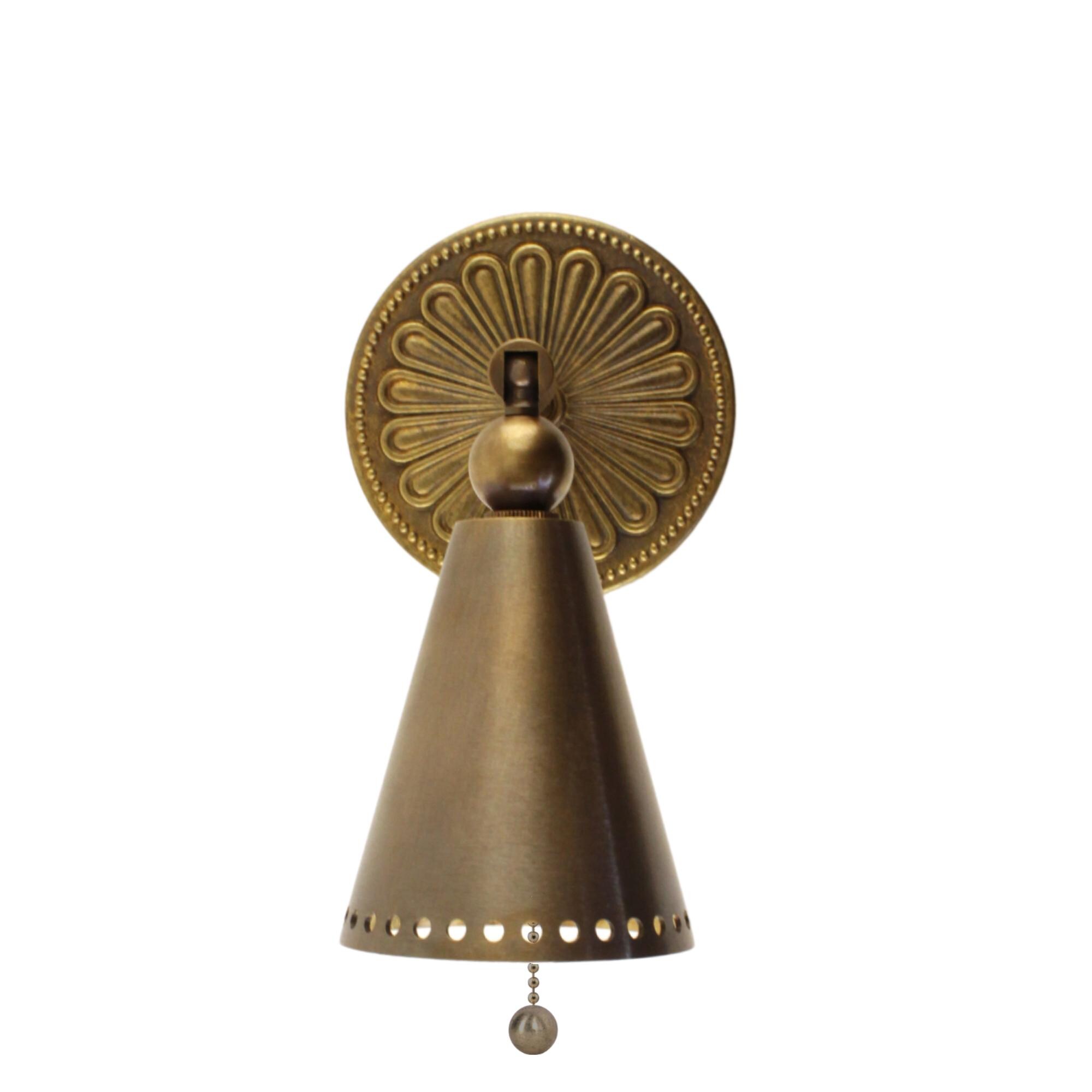 Brass Cone Spotlight Wall Sconce: Pull Chain Bedside Reading Light - Etsy
