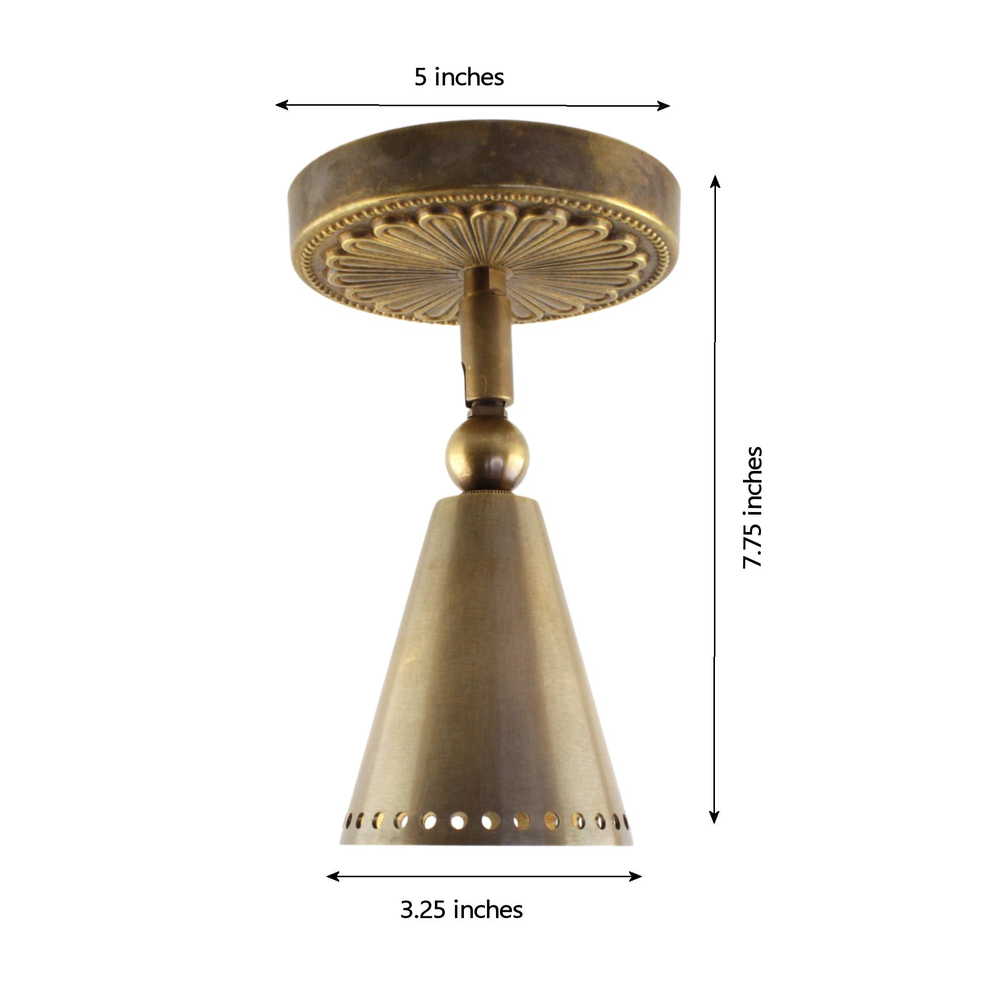 Adjustable Brass Cone Spotlight – Articulating Ceiling Light, With ...