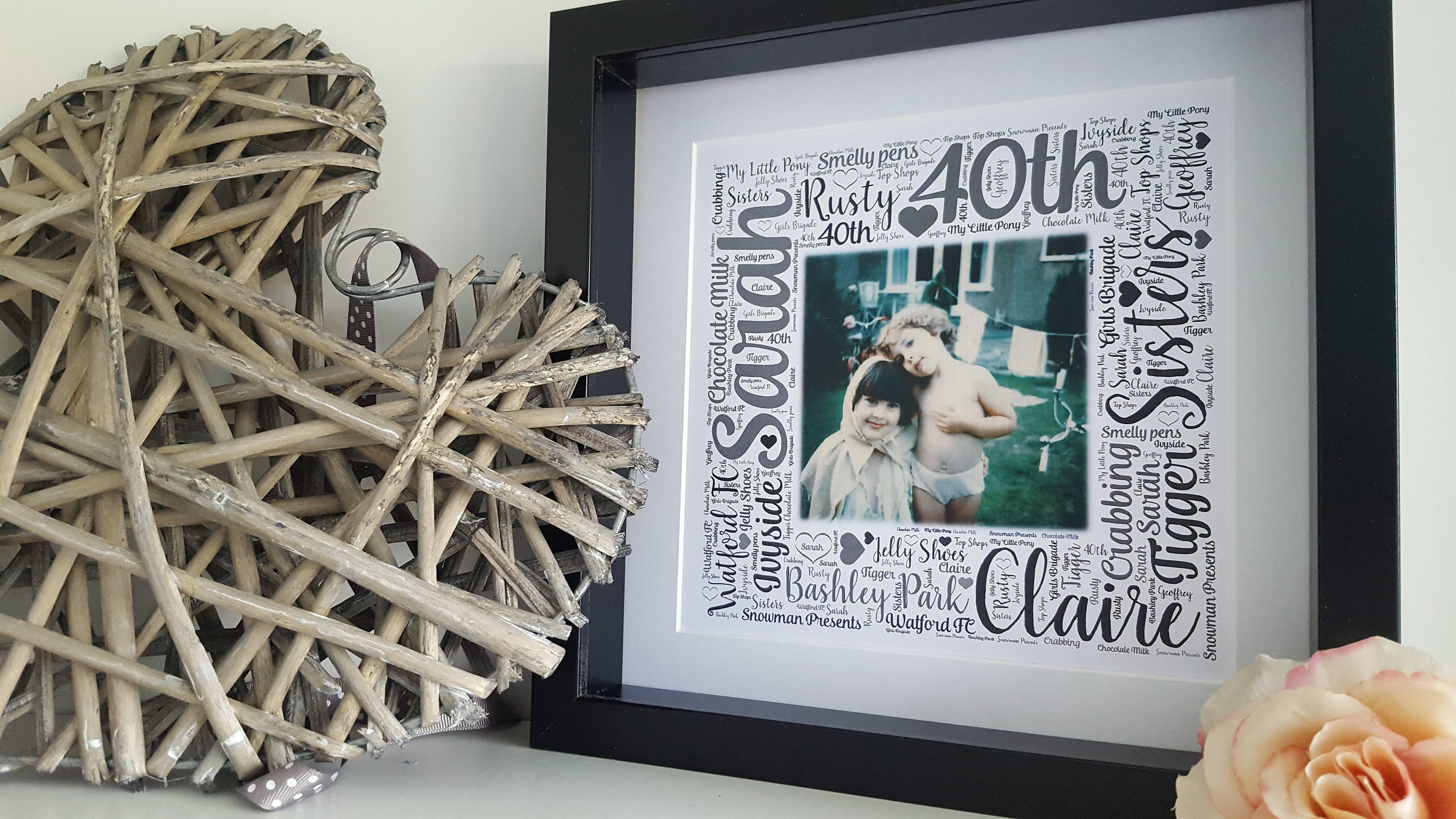 Personalised Word Art Print & Photo Box Frame, Birthday, Friend, Sister ...